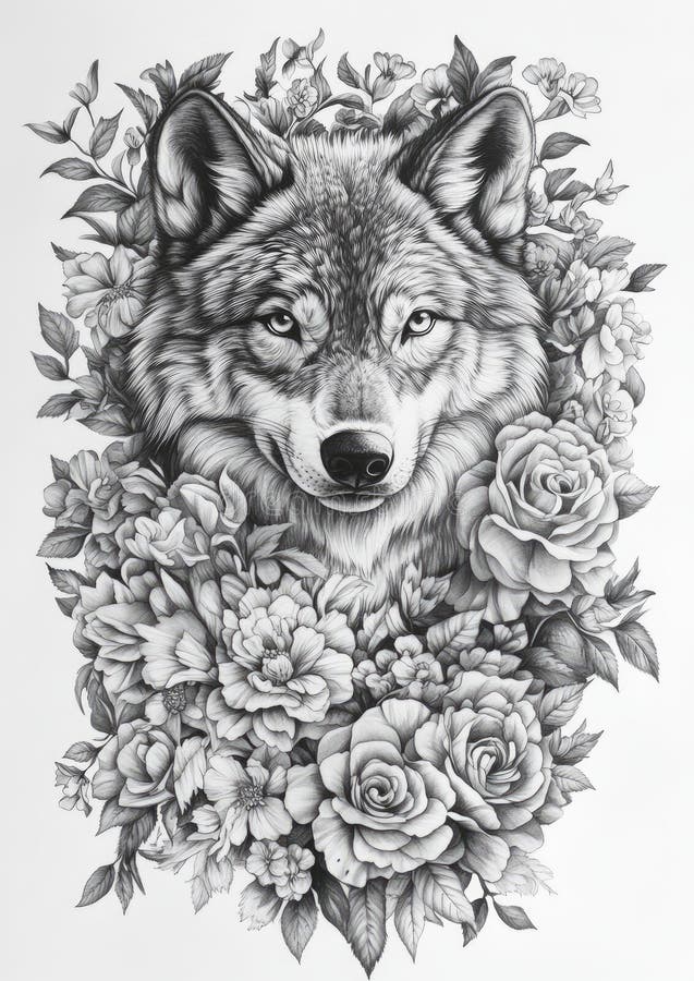 Tattoo Design of a Wolf S Head Stock Illustration - Illustration of ...