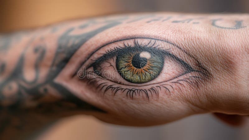 A Tattoo of a Hand with an Eye on it, AI Stock Image - Image of human ...