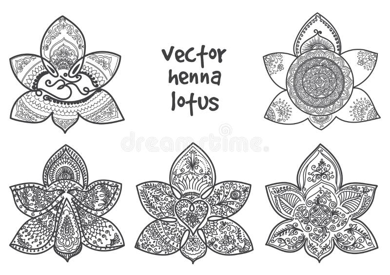 Henna lotus elements stock vector. Illustration of lotus - 8146499