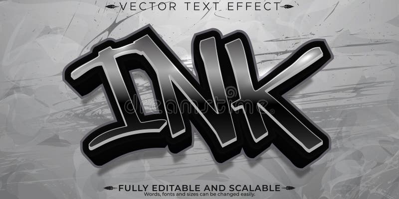 Tattoo Ink Text Effect, Editable Black and White Text Style Stock ...