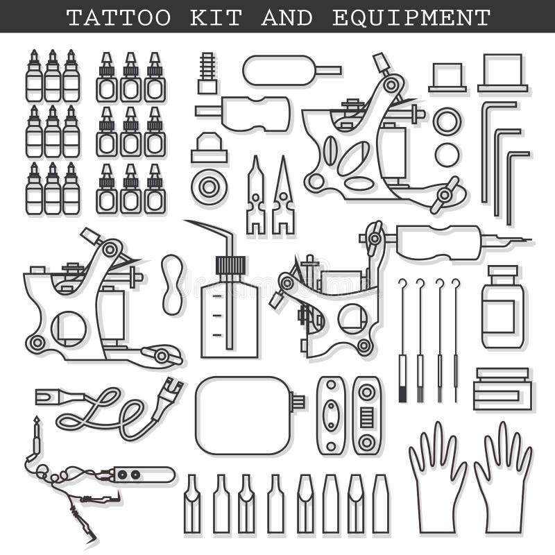 Tattoo kit and icons stock vector. Illustration of element - 60977401