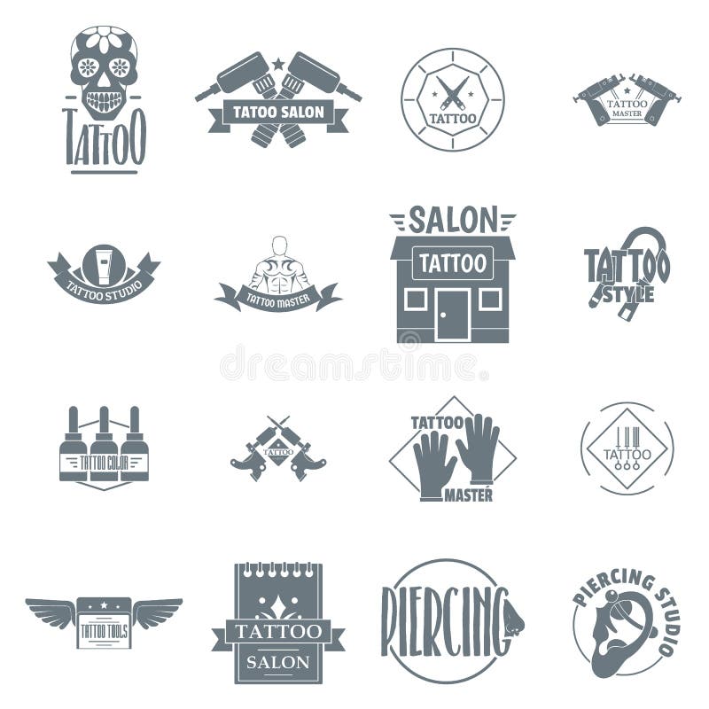 Tattoo Logo Icons Set, Simple Style Stock Vector - Illustration of ...
