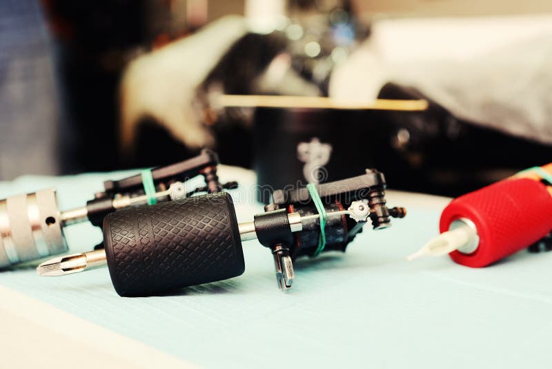 Tattoo Machine on the Background of a Studio Stock Photo - Image of ...