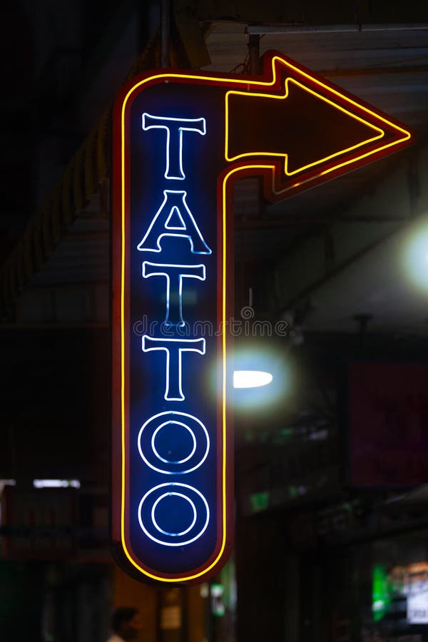 Tattoo - Neon light stock photo. Image of tattooing - 339088466