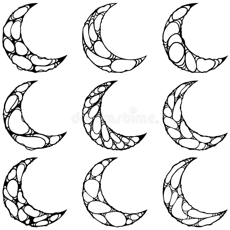Stylized Crescent Moon with Spider Web Stock Vector - Illustration of ...