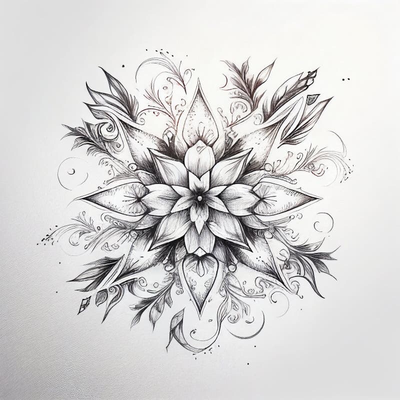 Tattoo Pattern on White Background Generative AI Stock Illustration ...