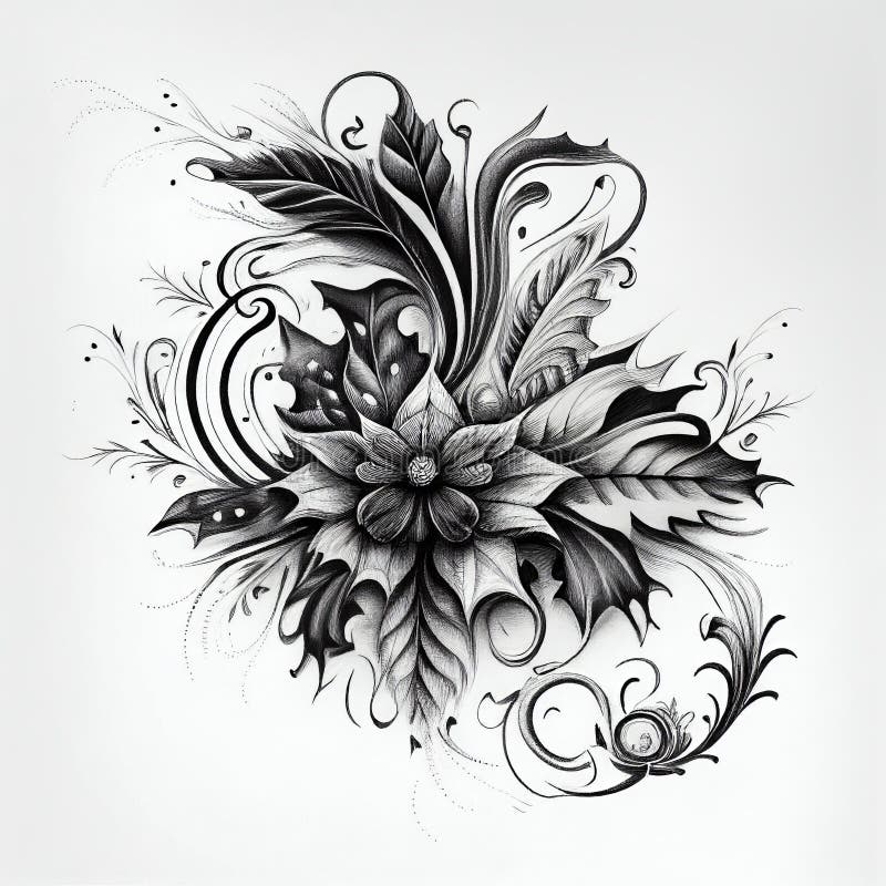 Tattoo Pattern on White Background Generative AI Stock Illustration ...