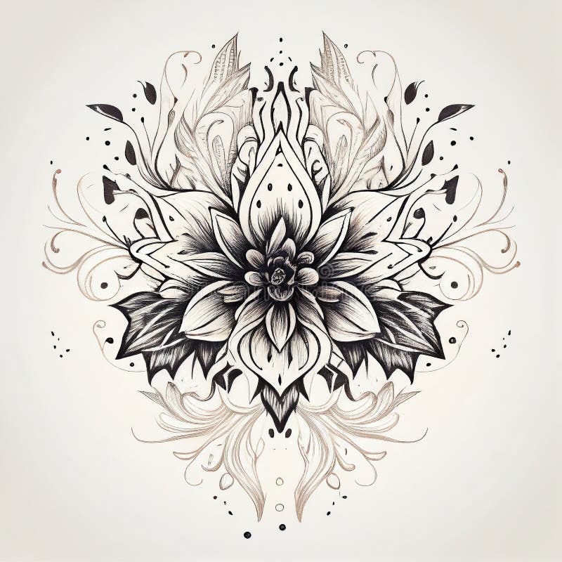Tattoo Pattern on White Background Generative AI Stock Illustration ...