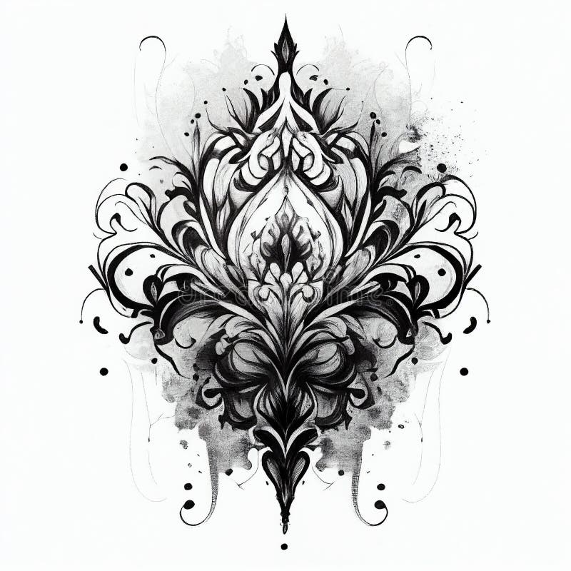 Tattoo Pattern on White Background Generative AI Stock Illustration ...