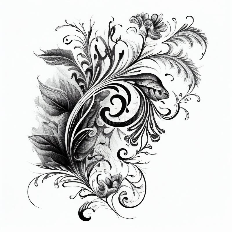 Tattoo Pattern on White Background Generative AI Stock Illustration ...