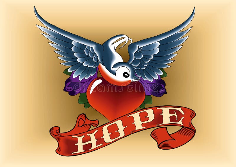 Tattoo Robin & hope stock vector. Illustration of tattoo - 11892718
