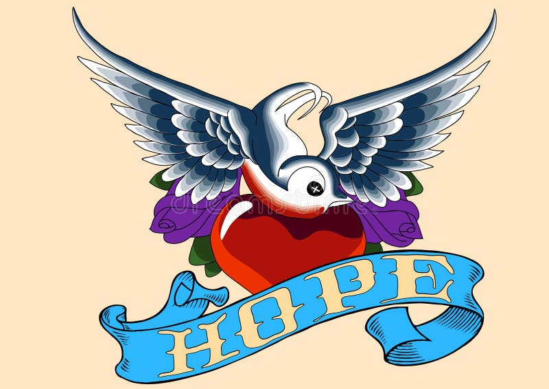 Tattoo Robin & hope stock vector. Illustration of tattoo - 11892718