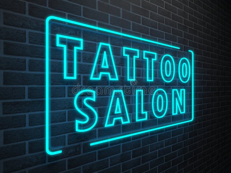 Tattoo Studio Neon Sign with Rose Stock Vector - Illustration of ...