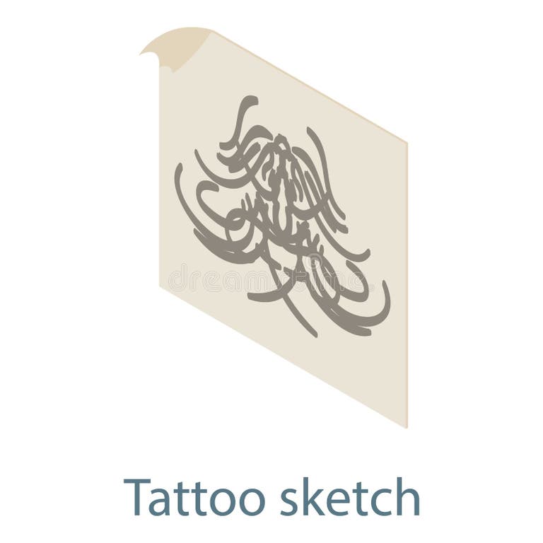 Tattoo Sketch Icon, Isometric 3d Style Stock Vector - Illustration of ...