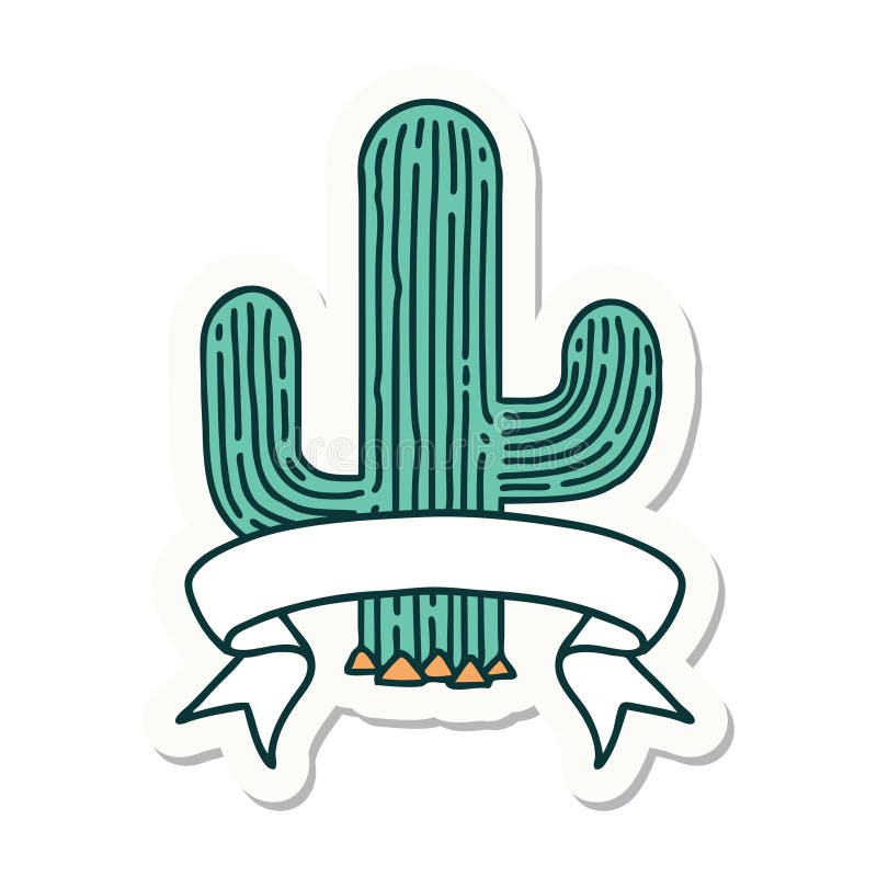 Tattoo Sticker with Banner of a Cactus Stock Vector - Illustration of ...