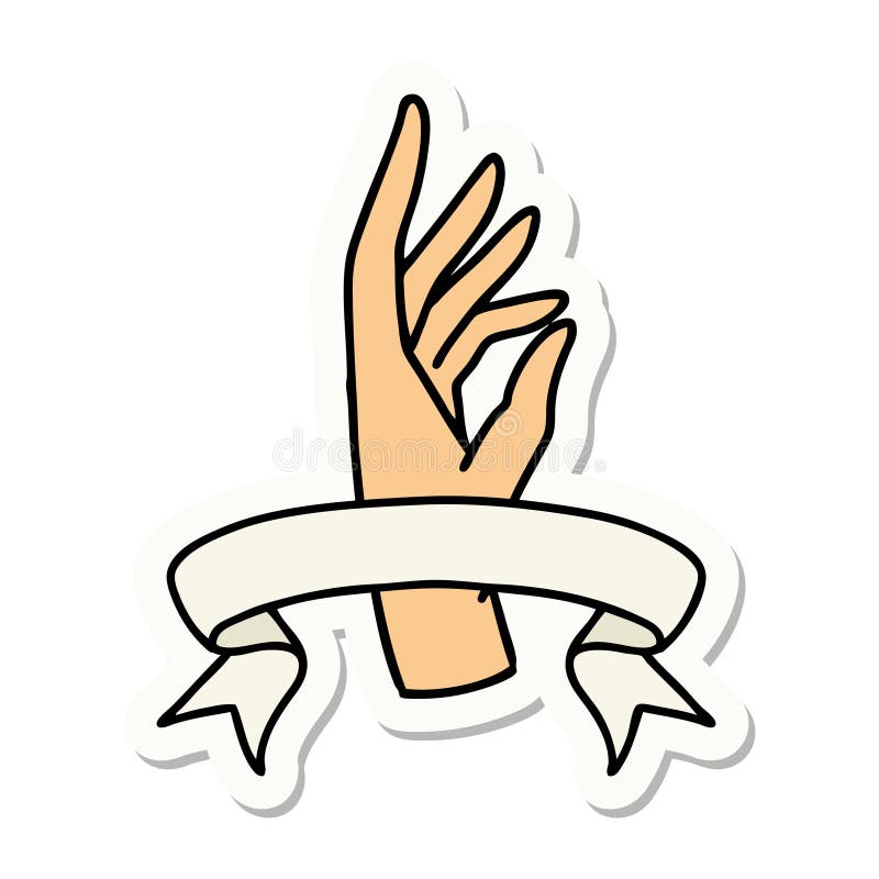 Tattoo Sticker with Banner of a Hand Stock Vector - Illustration of ...