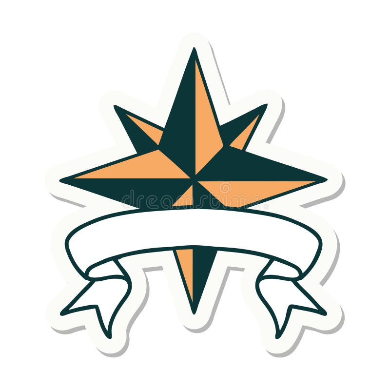Tattoo Sticker with Banner of a Star Stock Vector - Illustration of ...