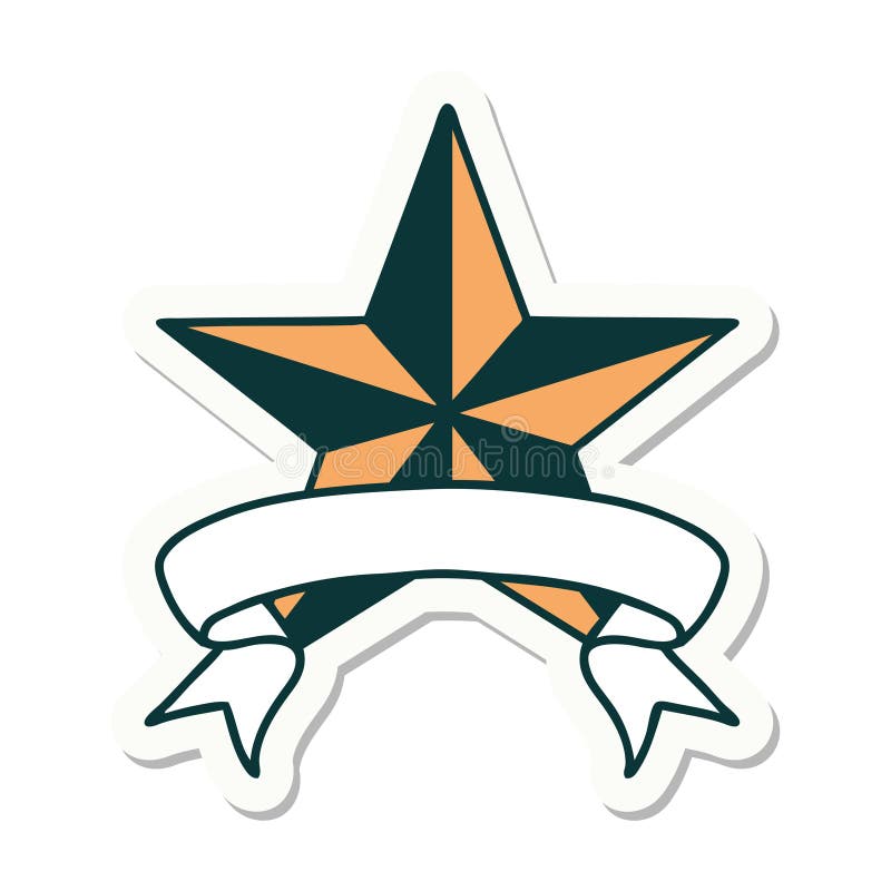 Tattoo Sticker with Banner of a Star Stock Vector - Illustration of ...