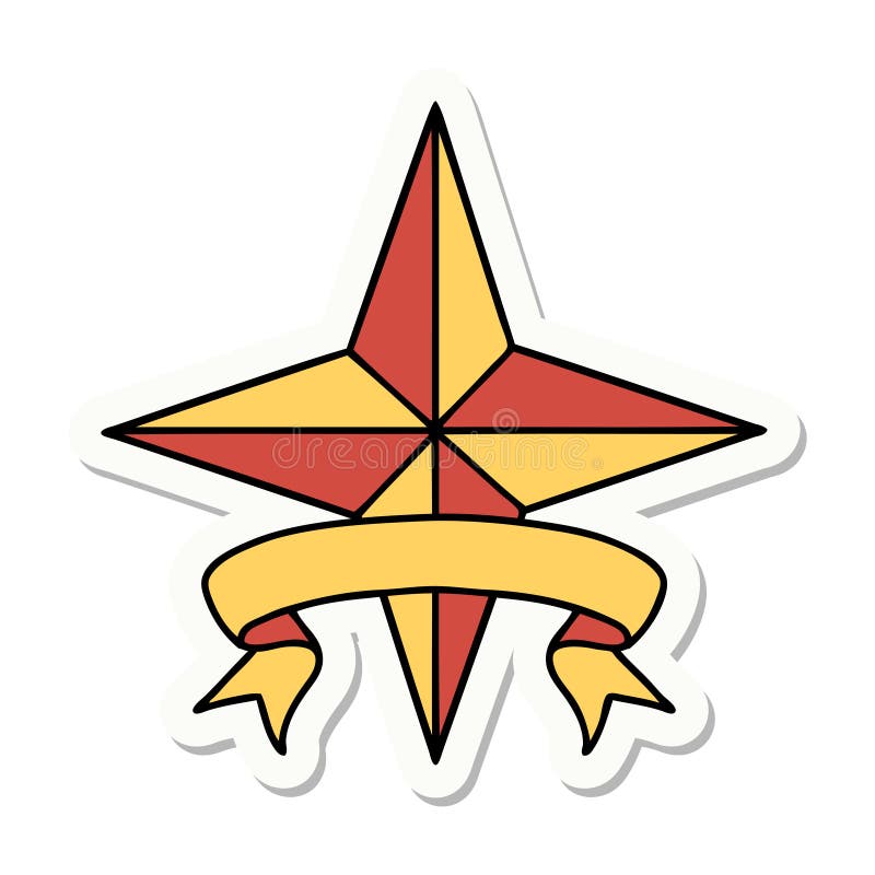 Tattoo Sticker with Banner of a Star Stock Vector - Illustration of ...