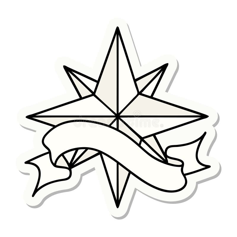 Tattoo Sticker with Banner of a Star Stock Vector - Illustration of ...