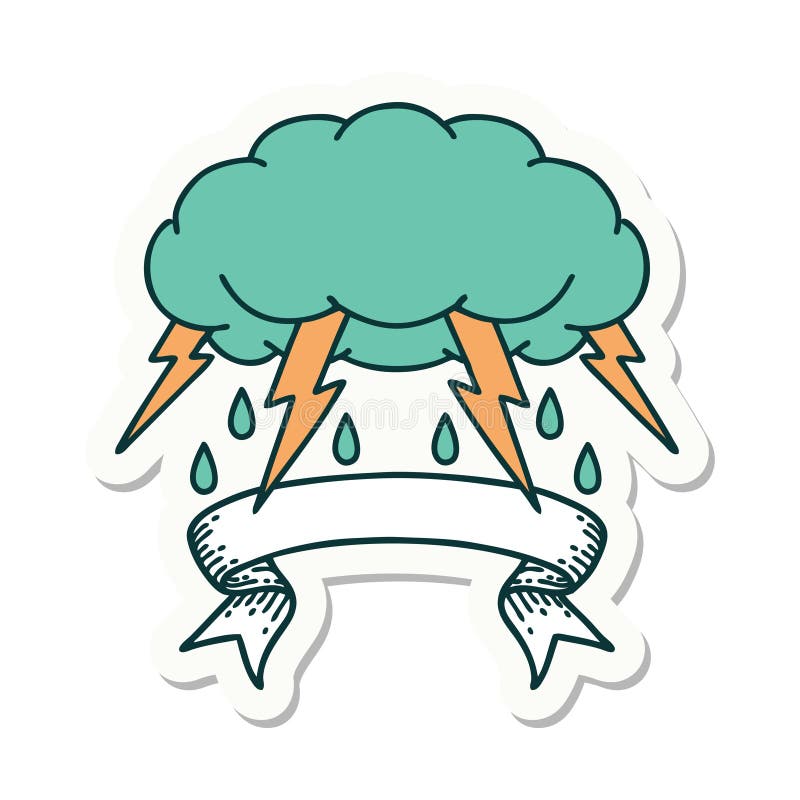 Tattoo Sticker with Banner of a Storm Cloud Stock Vector - Illustration ...