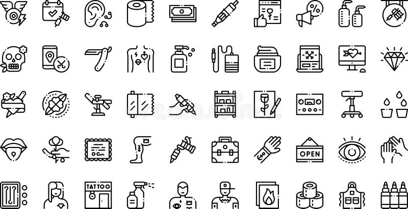 Tattoo Studio Icons High-Quality Vector Icons Collection with Editable ...