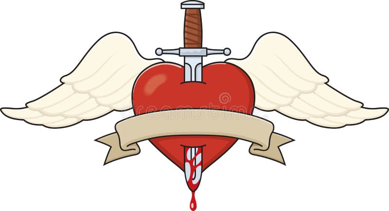 Tattoo-style Heart and Dagger Stock Vector - Illustration of vintage ...
