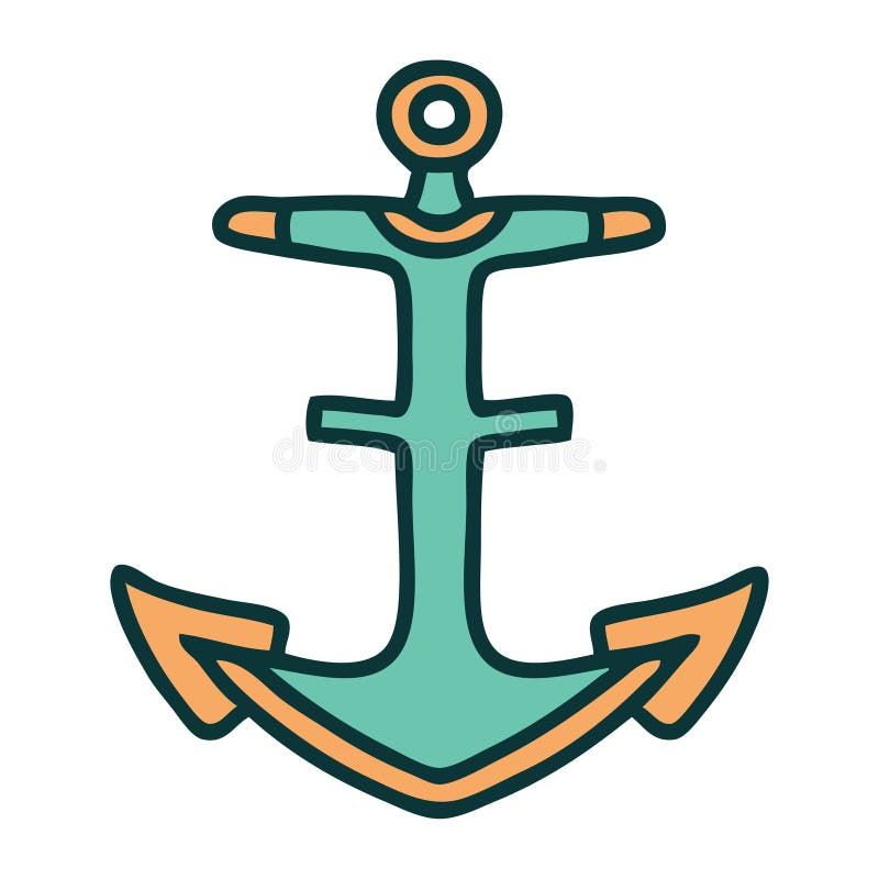 Tattoo Style Icon of an Anchor Stock Vector - Illustration of icon ...