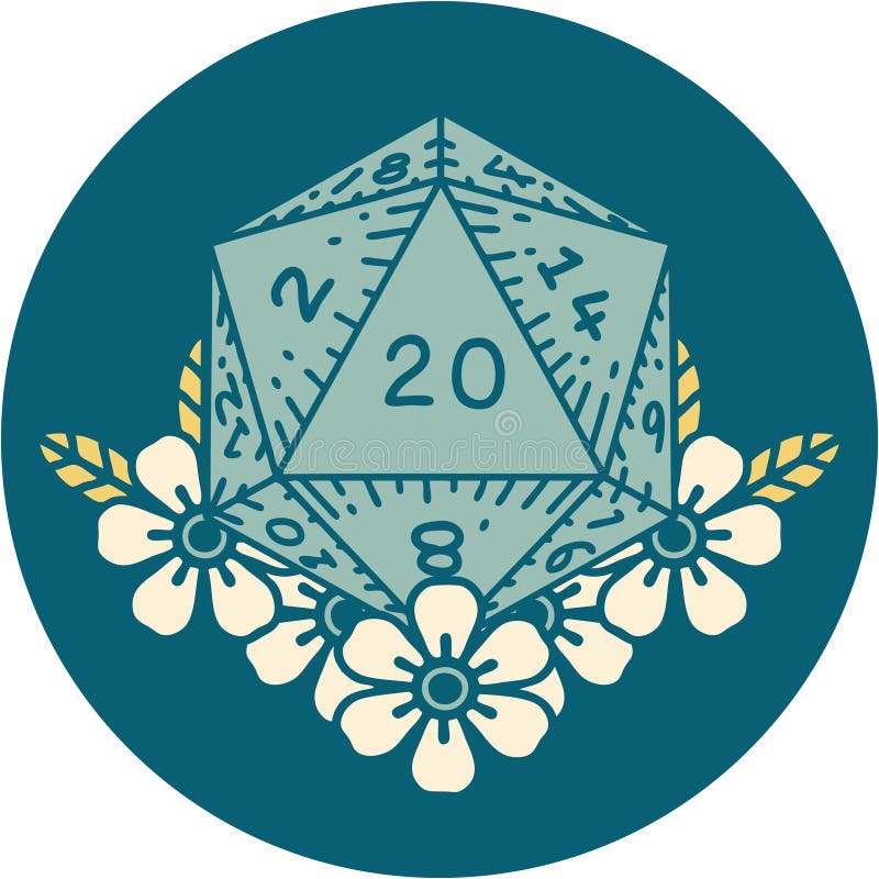 Tattoo style icon of a d20 stock vector. Illustration of dandd - 180317620