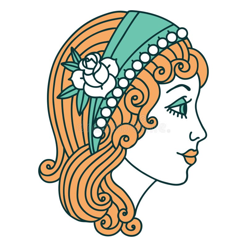 Tattoo Style Icon of a Gypsy Head Stock Vector - Illustration of ...