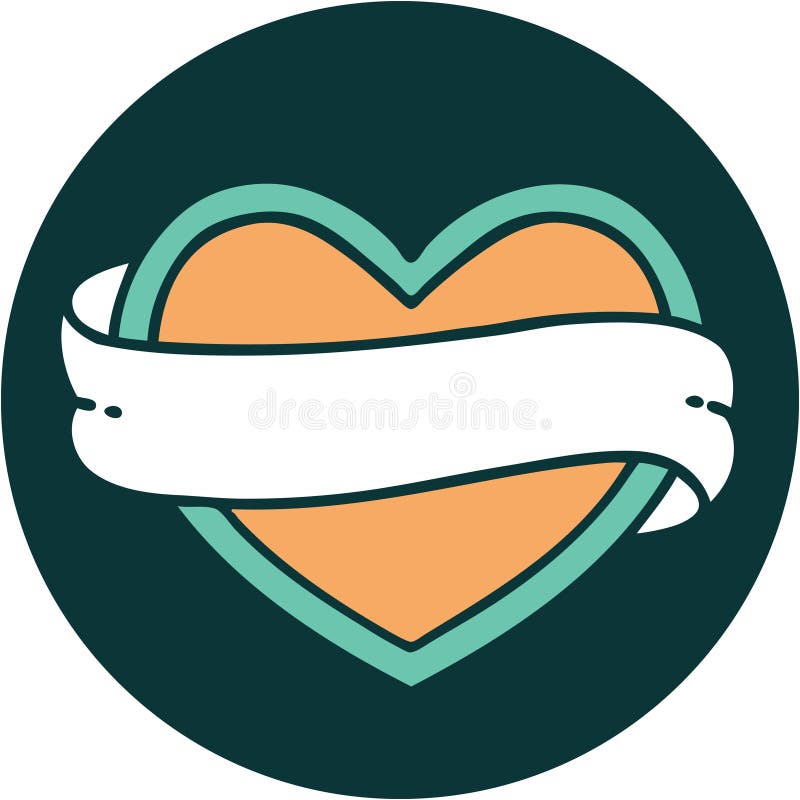 Tattoo Style Icon of a Heart and Banner Stock Vector - Illustration of ...