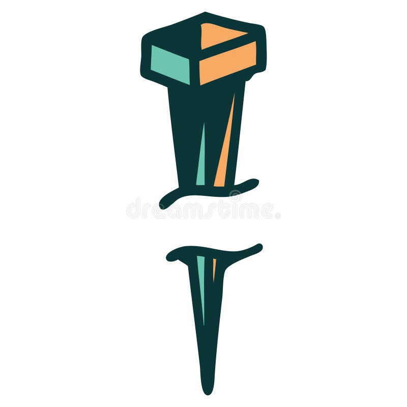 Tattoo Style Icon of Iron Nail Stock Vector - Illustration of tool ...
