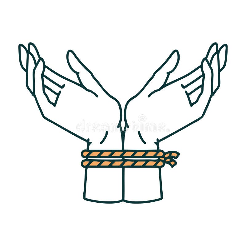 Tattoo Style Icon of a Pair of Tied Hands Stock Vector - Illustration ...