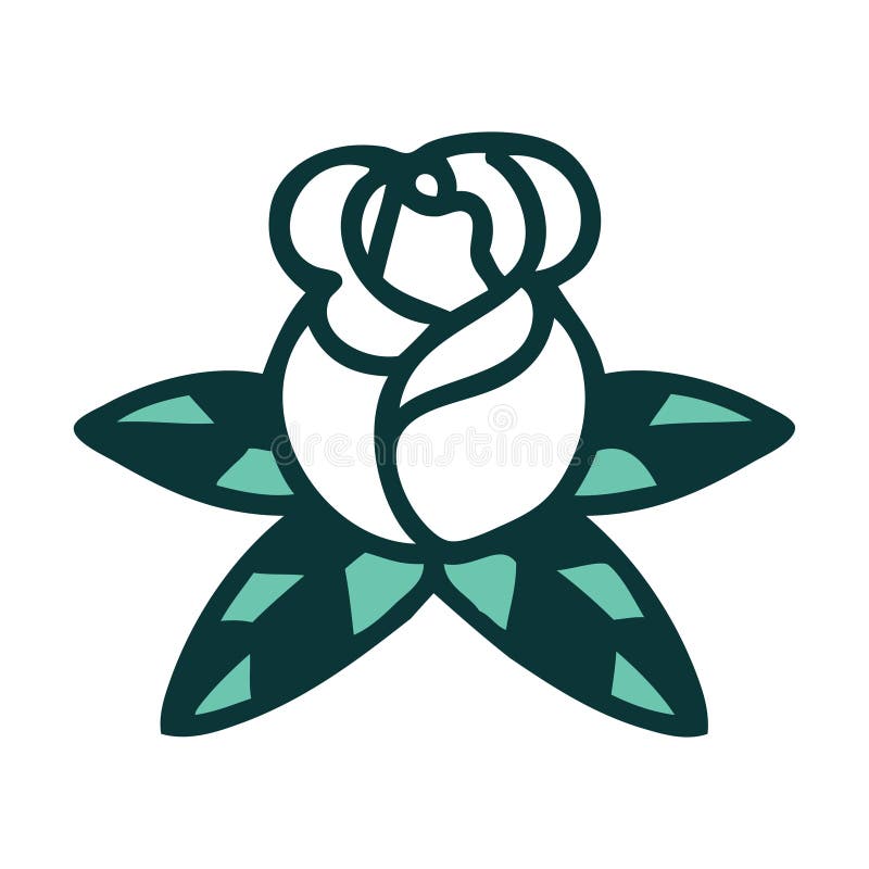 Tattoo Style Icon of a Single Rose Stock Vector - Illustration of style ...