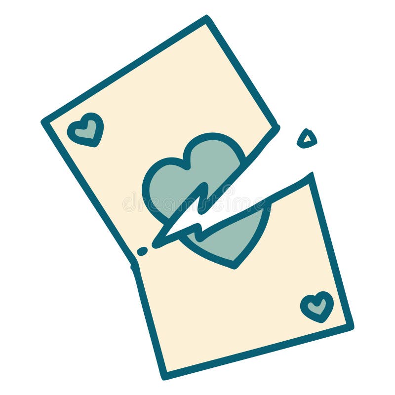 Tattoo Style Icon of a Torn Card Stock Vector - Illustration of ripped ...