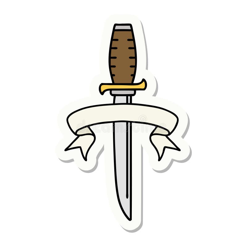 Tattoo Sticker with Banner of a Dagger Stock Vector - Illustration of ...