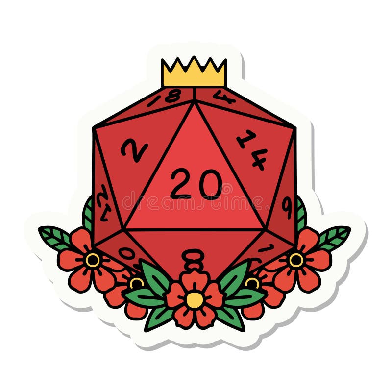 Tattoo Style Sticker of a D20 Stock Vector - Illustration of dice ...