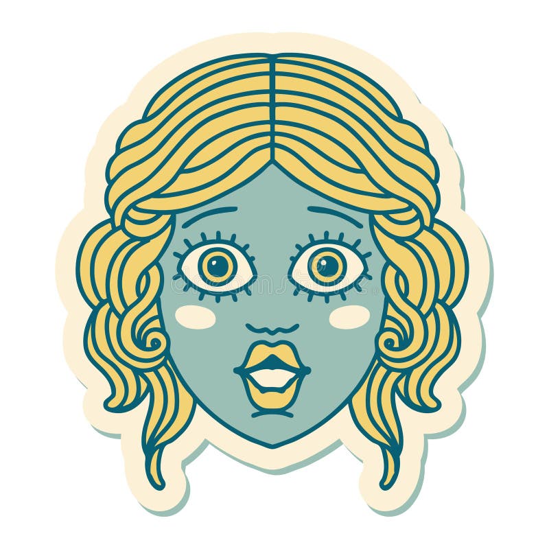 Tattoo Style Sticker of Female Face Stock Vector - Illustration of ...