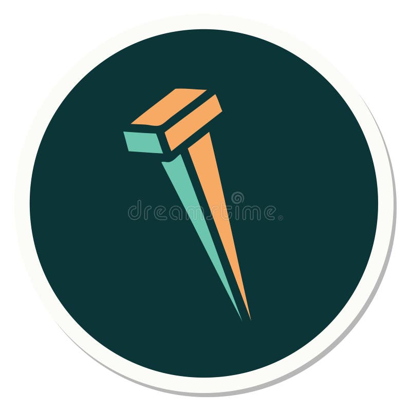 Tattoo Style Sticker of Iron Nail Stock Vector - Illustration of icon ...