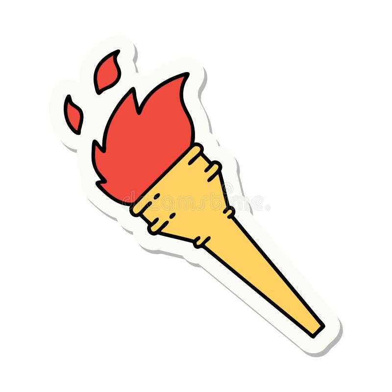 Tattoo Style Sticker of a Lit Torch Stock Vector - Illustration of ...