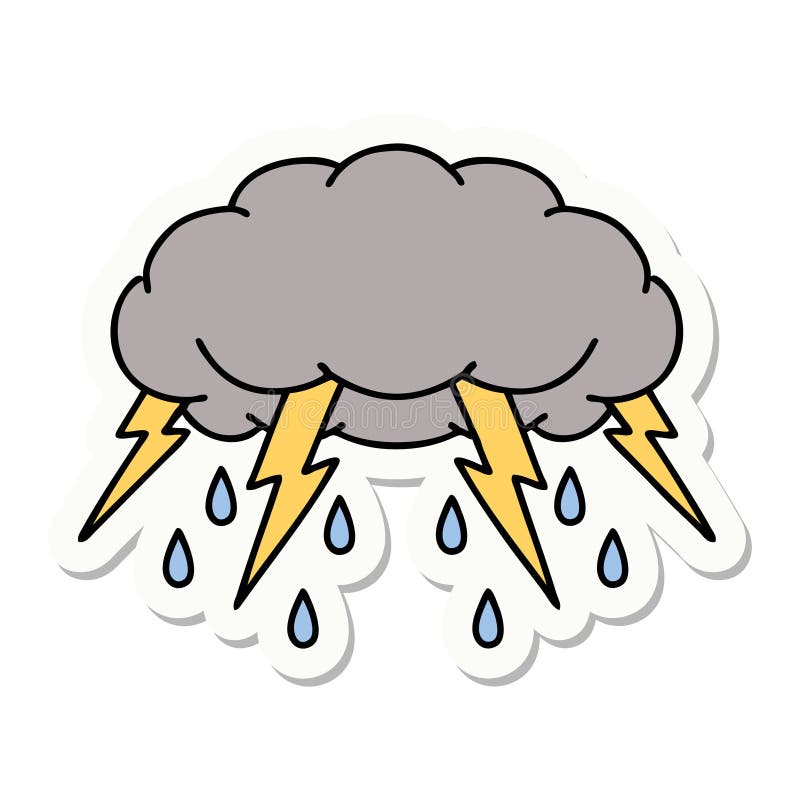 Tattoo Style Sticker of a Storm Cloud Stock Vector - Illustration of ...