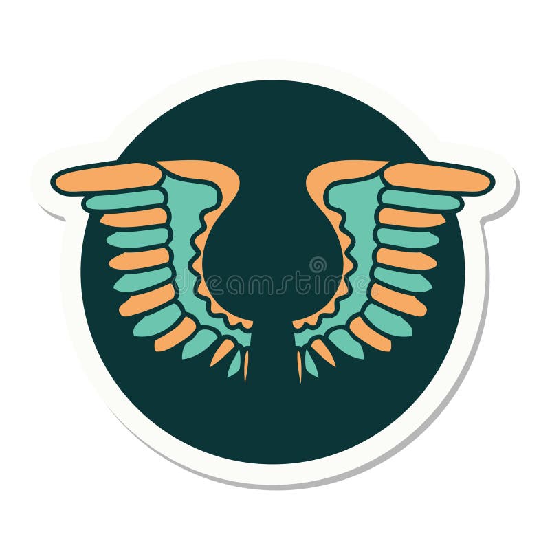Tattoo Style Sticker of a Wing Stock Vector - Illustration of feathers ...