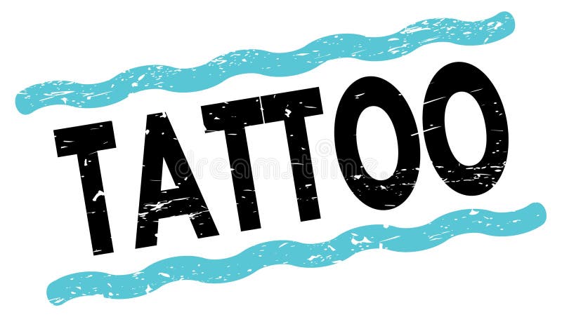 TATTOO Text on Blue-black Lines Stamp Sign Stock Illustration ...