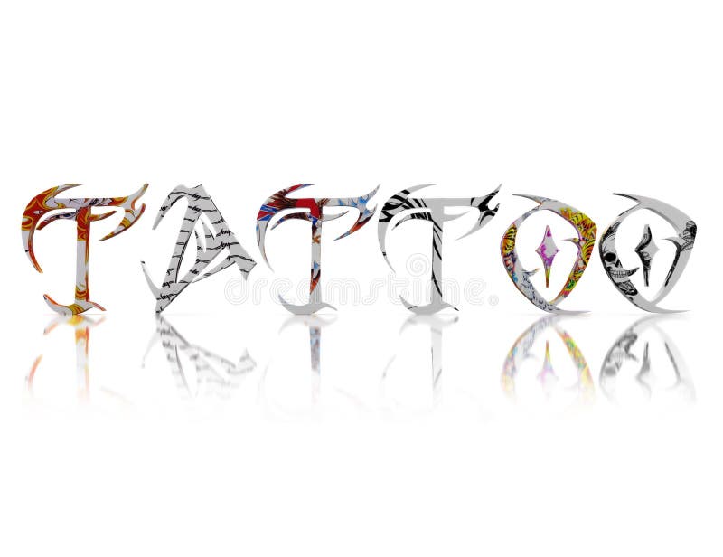 Tattoo Text with Color Tattoo S on Each Letter Stock Illustration ...