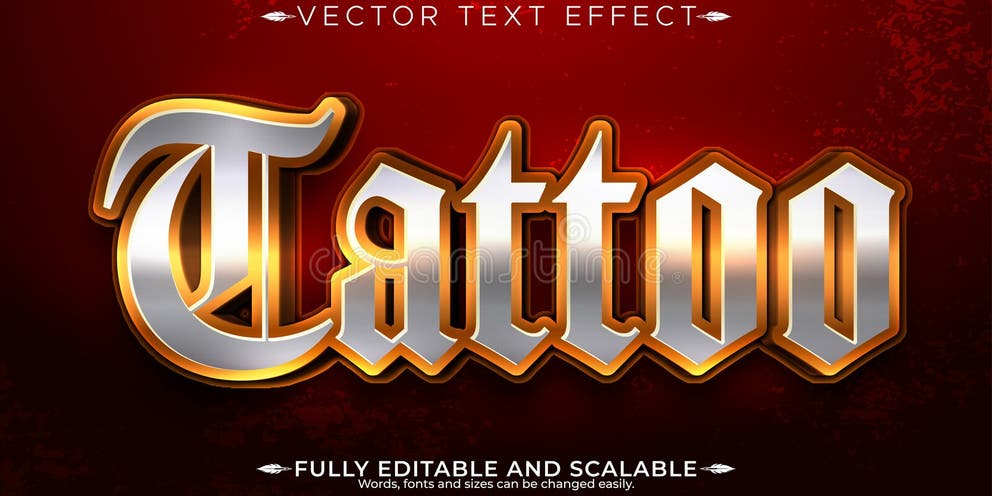 Tattoo Text Effect, Editable Retro and Blackletter Text Style Stock ...