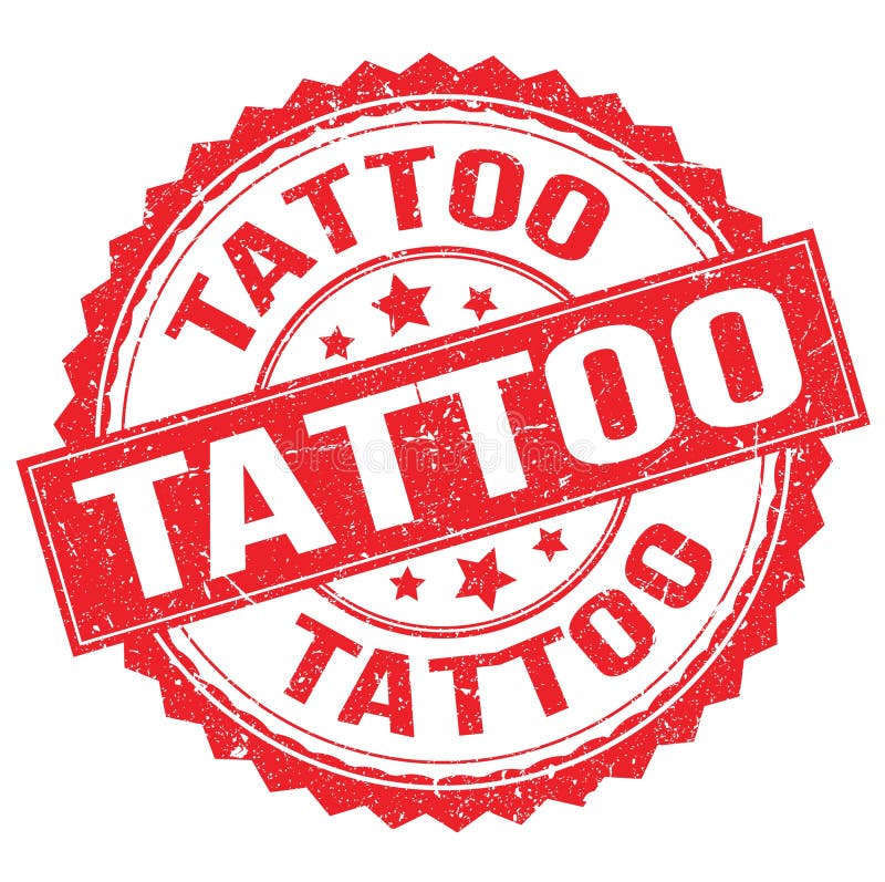 TATTOO Text on Red Round Stamp Sign Stock Illustration - Illustration ...