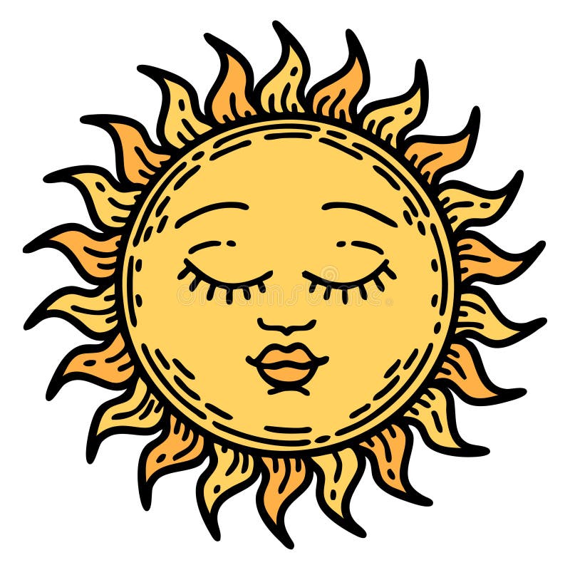 Traditional Tattoo of a Sun Stock Vector - Illustration of vintage ...