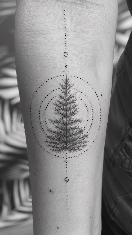 A Tattoo of a Tree with Dots on the Arm, AI Stock Illustration ...