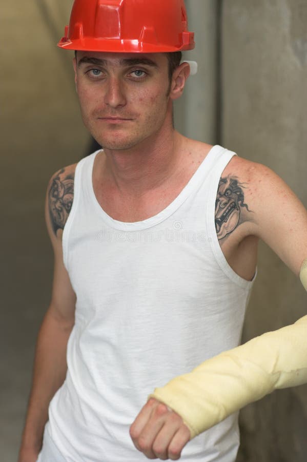 Tattooed man in plaster stock image. Image of rebellious - 6332625