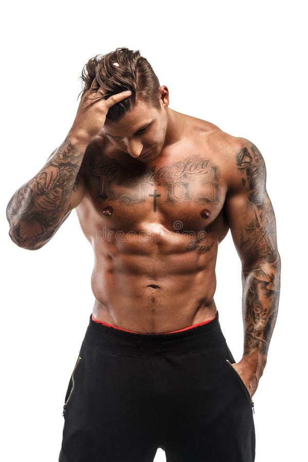 Man With Tattooed Muscular Torso Stock Photo - Image of biceps ...